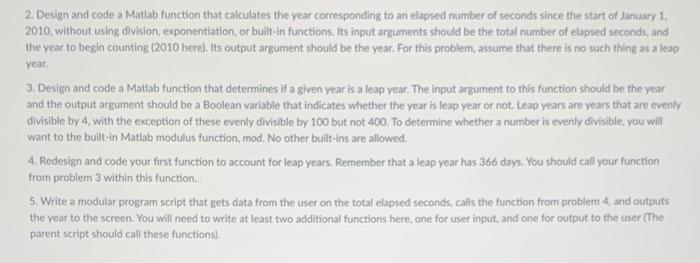 Solved 2 Design And Code A Matlab Function That Calculates