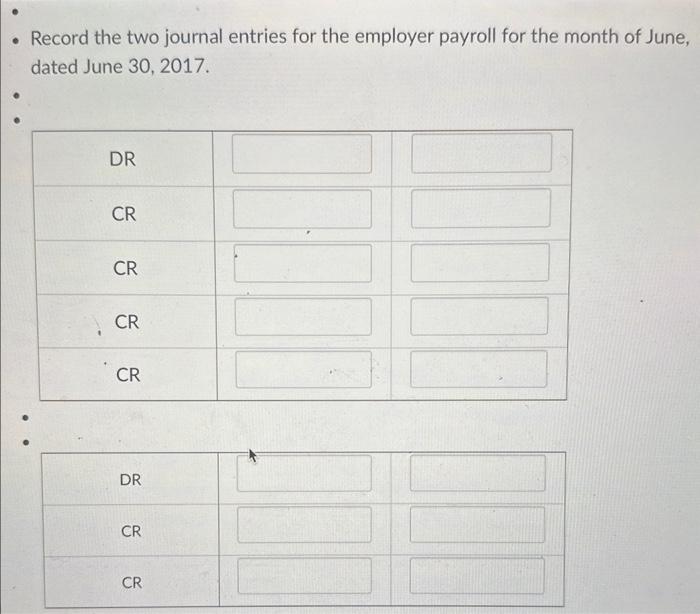 Solved Journal entries to record both employee and employer | Chegg.com