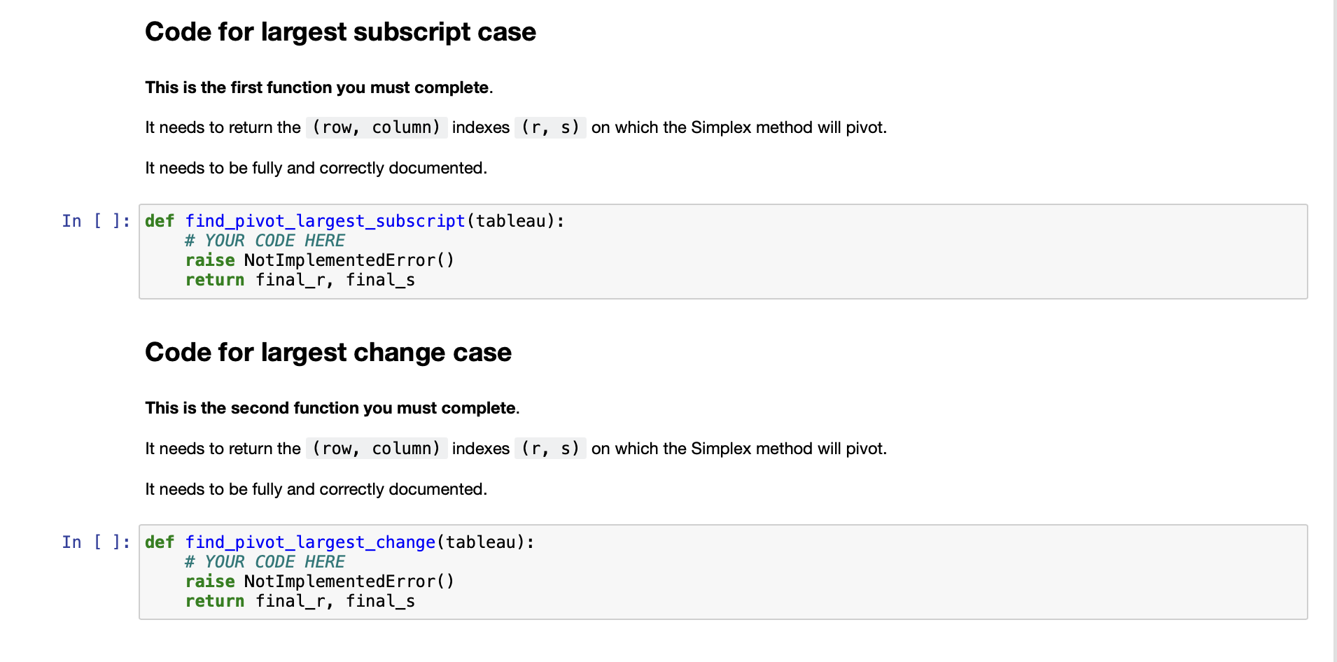 Solved Code for largest subscript caseThis is the first | Chegg.com