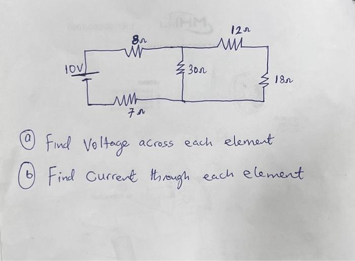 Solved A Find Voltage Across Each Element B Find Current