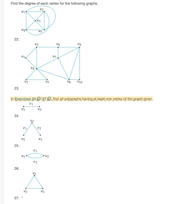 Solved Find the degree of each vertex for the following | Chegg.com