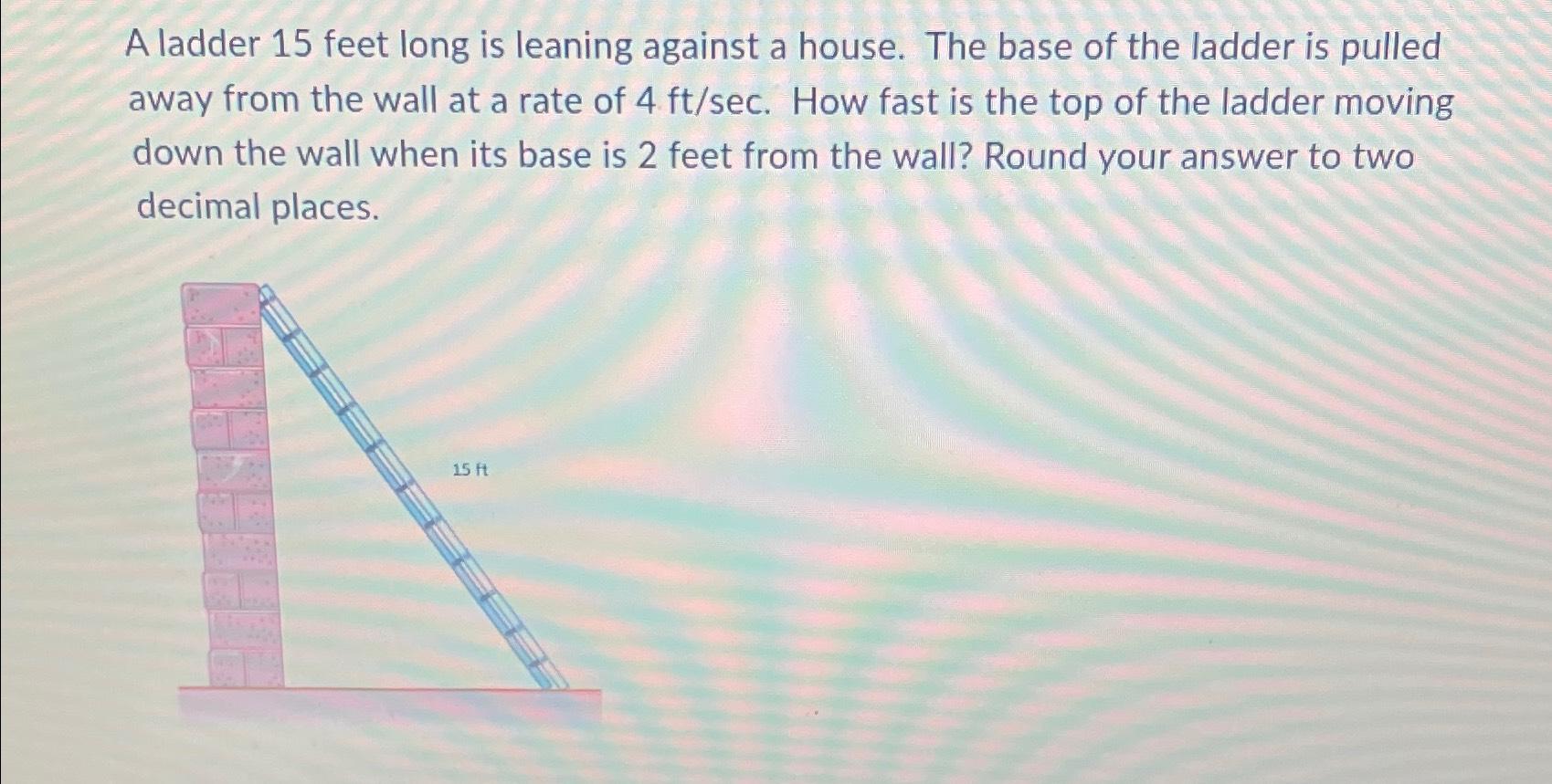 Solved A ladder 15 ﻿feet long is leaning against a house. | Chegg.com