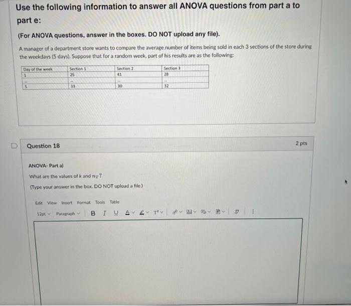 Solved Use the following information to answer all ANOVA | Chegg.com