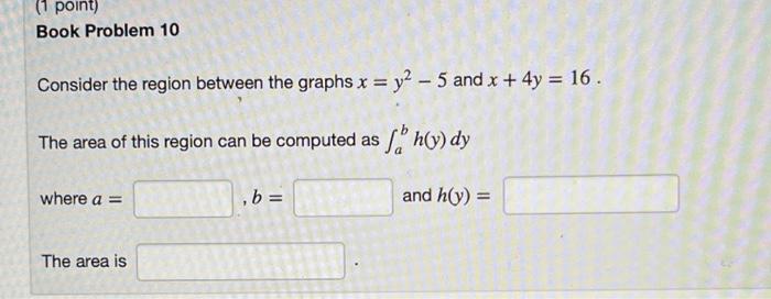 Solved Consider the region between the graphs x=y2−5 and | Chegg.com
