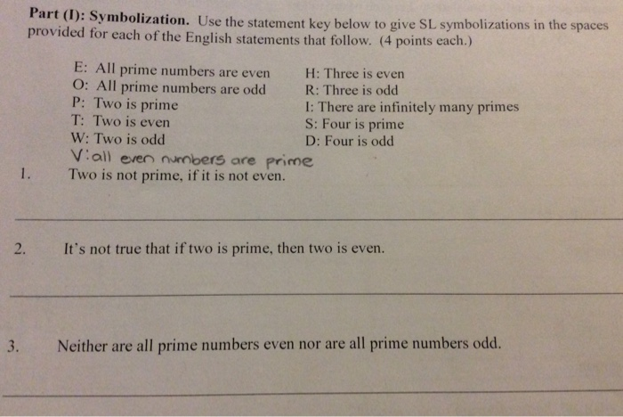 Solved Part (1): Symbolization. Use the statement key below | Chegg.com
