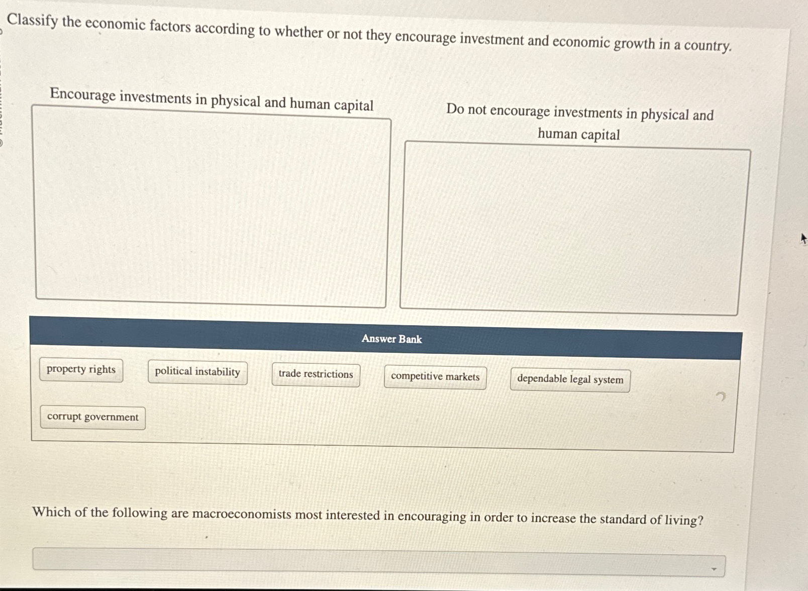Solved Classify the economic factors according to whether or | Chegg.com