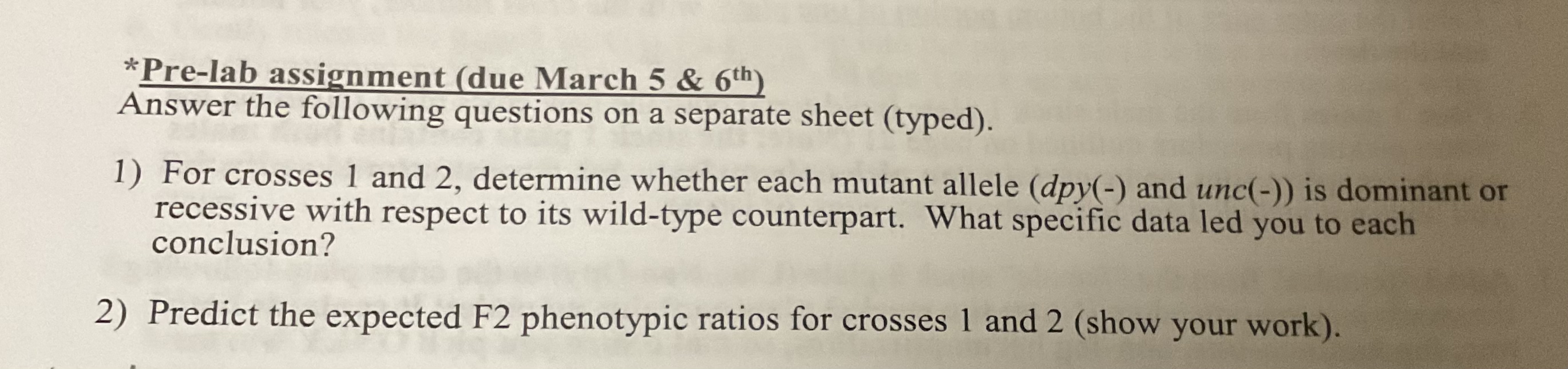 Solved *Pre-lab assignment (due March 5&6th )Answer the | Chegg.com