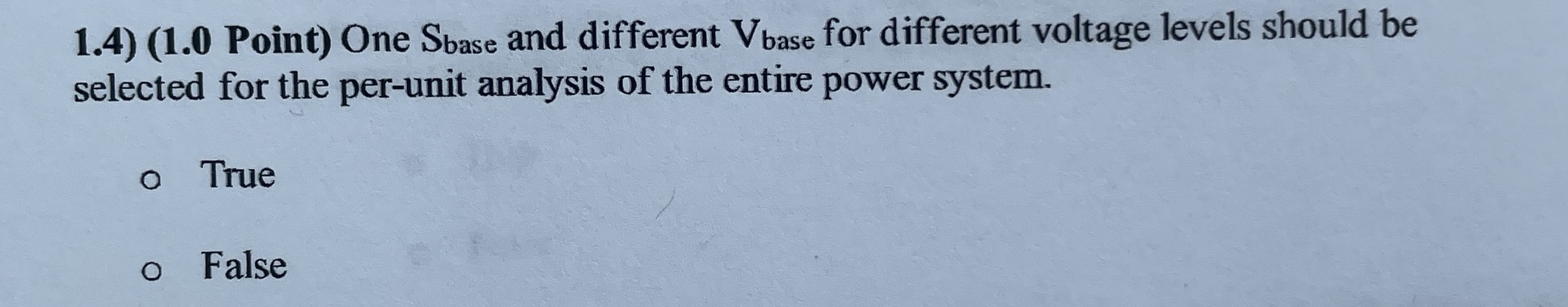 Solved 1.4) (1.0 ﻿Point) ﻿One Sbase ﻿and different Vbase | Chegg.com