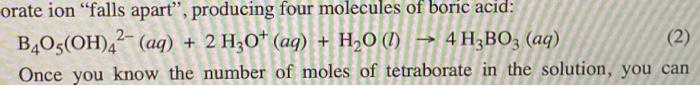 Calculate the concentration of the tetraborate ion in | Chegg.com