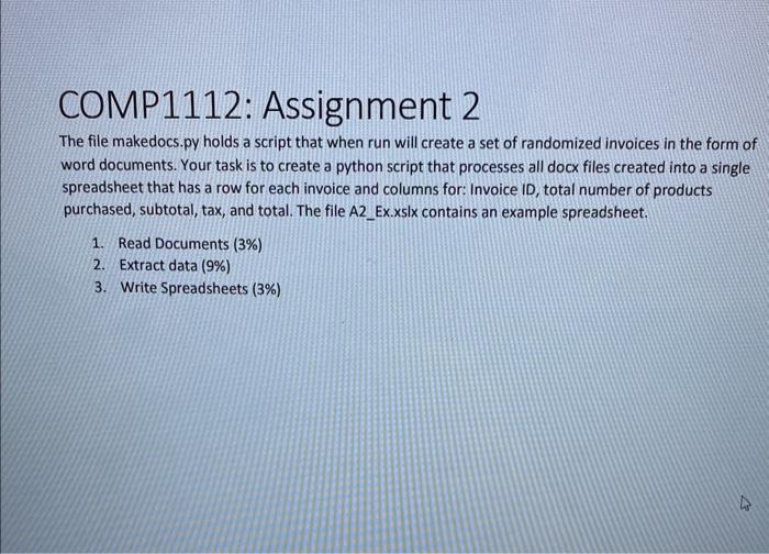 Solved COMP1112: Assignment 2 The file makedocs.py holds a | Chegg.com