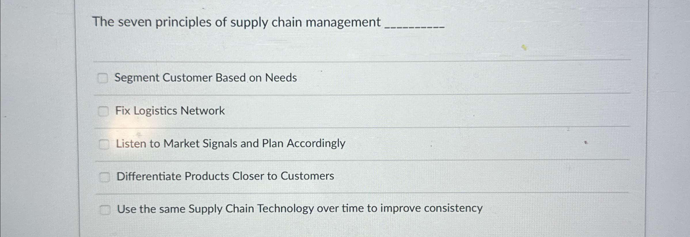 Solved The seven principles of supply chain | Chegg.com