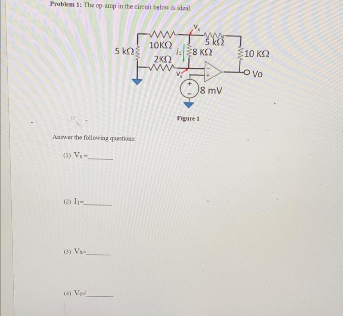 Solved Problem 1: The op-amp in the circuit below is ideal. | Chegg.com