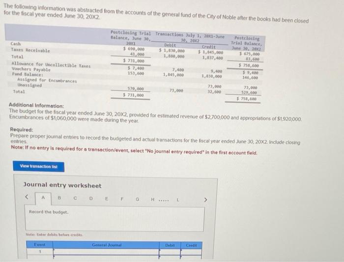 Solved The following information was abstracted from the | Chegg.com