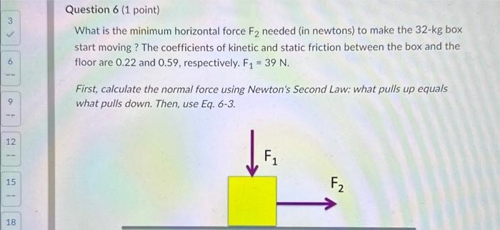 What is the minimum horizontal force F2 needed (in | Chegg.com