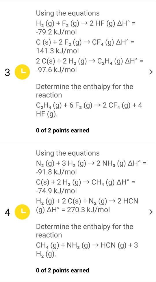 Solved Using the equations H2(g) + F2 (g) → 2 HF (g) AH° = | Chegg.com