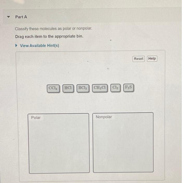 Solved v Part A Classify these molecules as polar or | Chegg.com