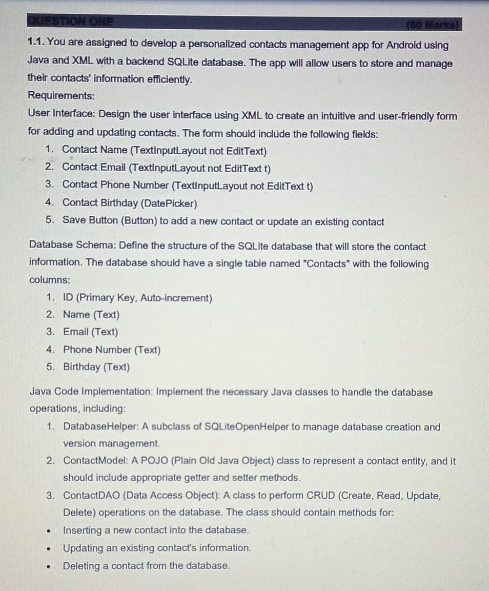 Solved 1.1. You are assigned to develop a personalized | Chegg.com