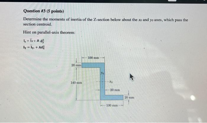 Solved Determine the moments of inertia of the Z-section | Chegg.com