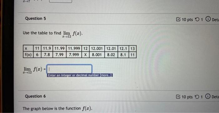 Solved Use the table to find limx→12f(x). limx→12f(x)= | Chegg.com