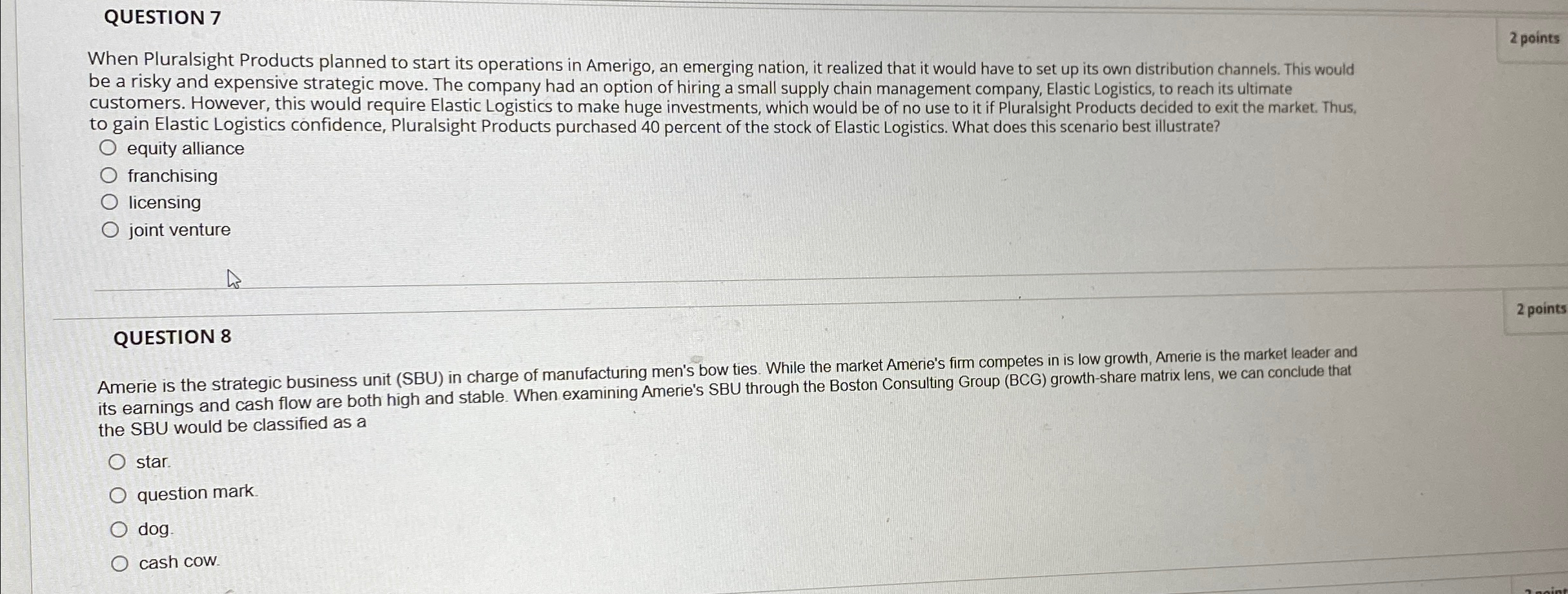 Solved QUESTION 7When Pluralsight Products planned to start | Chegg.com