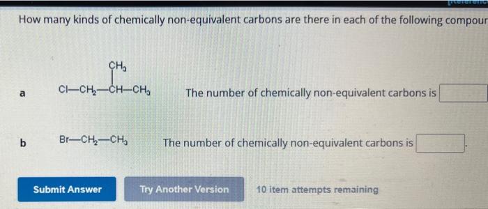 Solved How many kinds of chemically non-equivalent carbons | Chegg.com