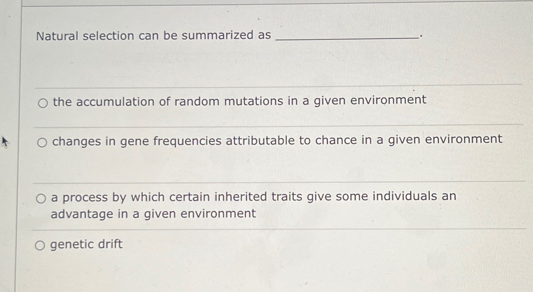 Solved Natural selection can be summarized asthe | Chegg.com
