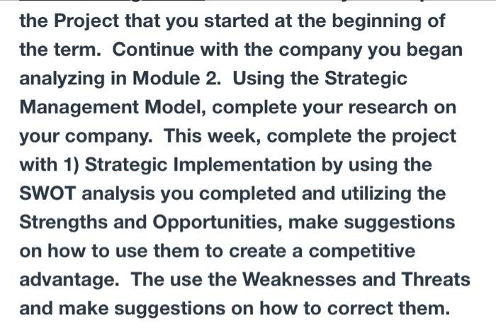 Solved the Project that you started at the beginning of the | Chegg.com