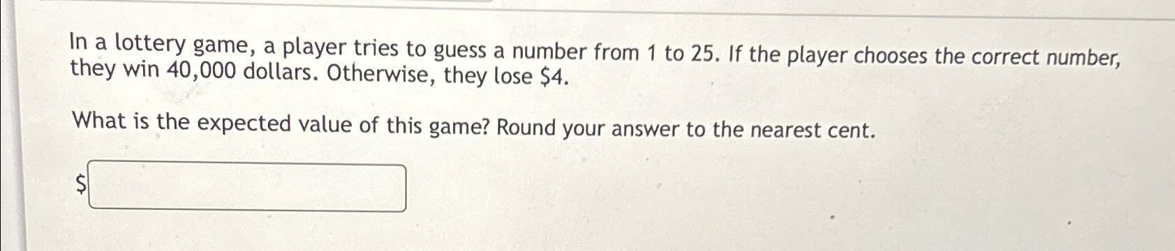 Solved In a lottery game, a player tries to guess a number | Chegg.com