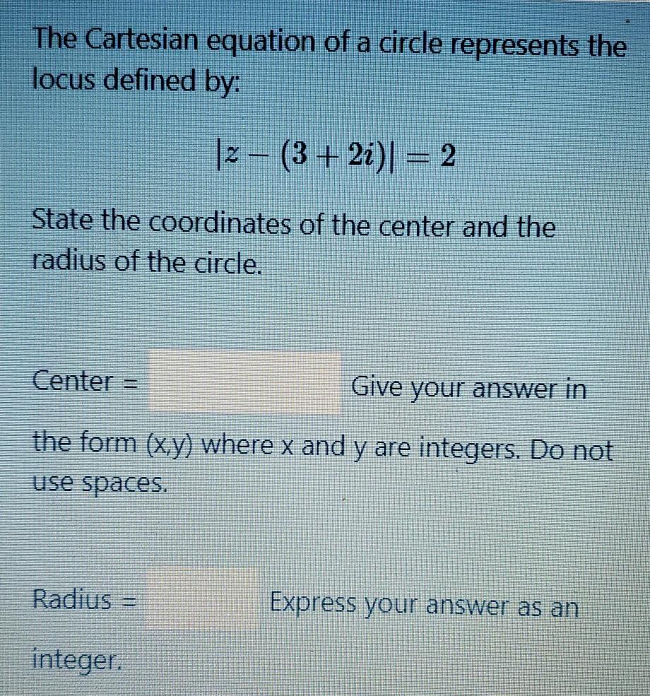 Solved The Cartesian equation of a circle represents the | Chegg.com