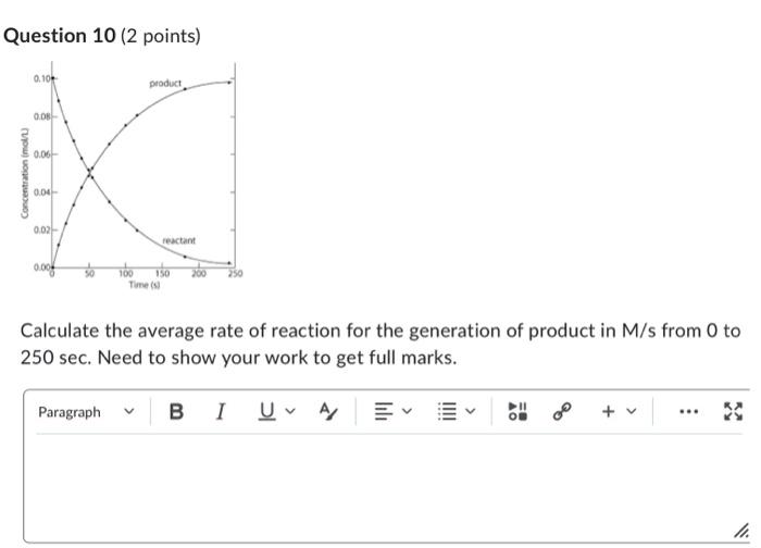 Solved Question 10 (2 points) Calculate the average rate of | Chegg.com Solved Question 10 (2 points) Calculate the average rate of | Chegg.com
