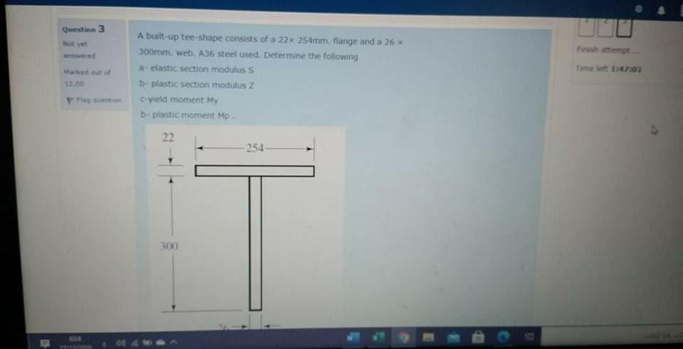 Solved Question 3 A built-up tee shape consists of a 22x | Chegg.com
