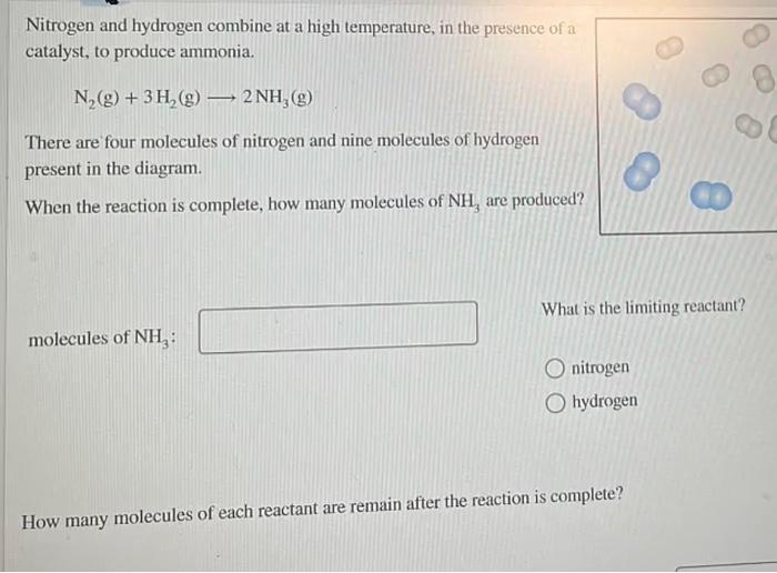 Solved Nitrogen and hydrogen combine at a high temperature, | Chegg.com
