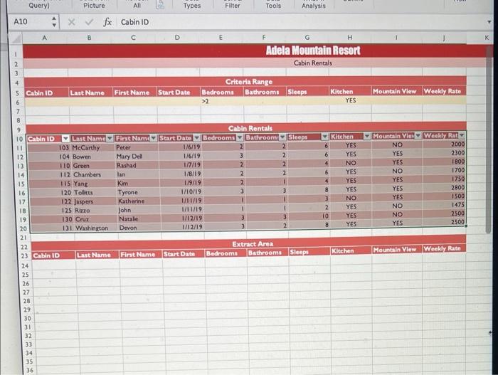 Solved Use the Advanced Filter dialog box to extract records | Chegg.com
