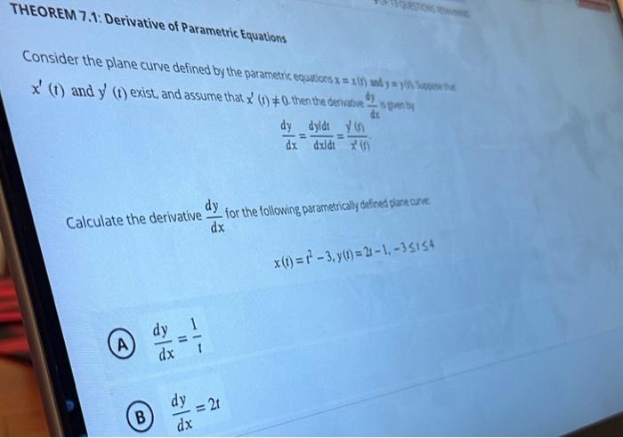 Solved Consider the plane curve defined by the parametric | Chegg.com