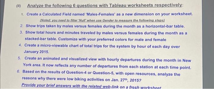 Solved (II) Analyze the following 6 questions with Tableau | Chegg.com
