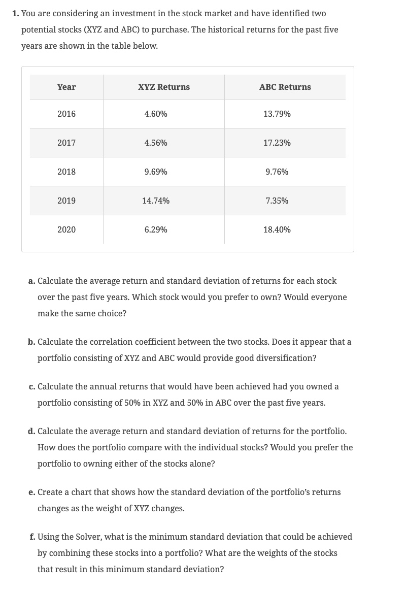 Solved USE EXCEL TO ANSWER THE QUESTIONS AND SHOW THE CELL | Chegg.com