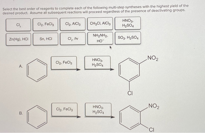 Solved Select the best order of reagents to complete each of | Chegg.com