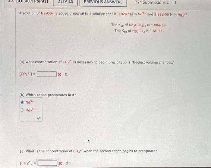 Solved A solution of Na2CO3 is added dropwise to a solution | Chegg.com