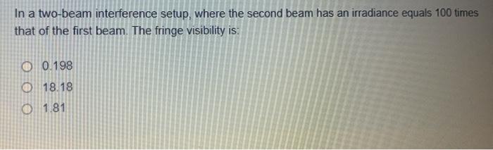 Solved In a two-beam interference setup, where the second | Chegg.com