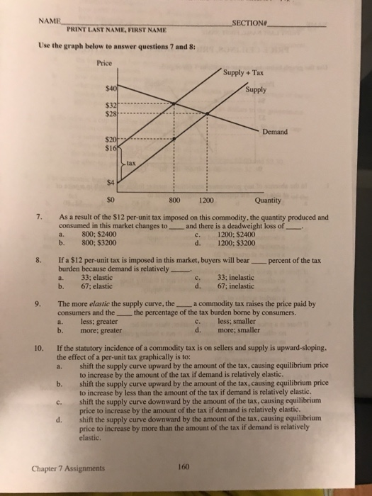 Solved NAME SECTION PRINT LAST NAME, FIRST NAME Use the | Chegg.com
