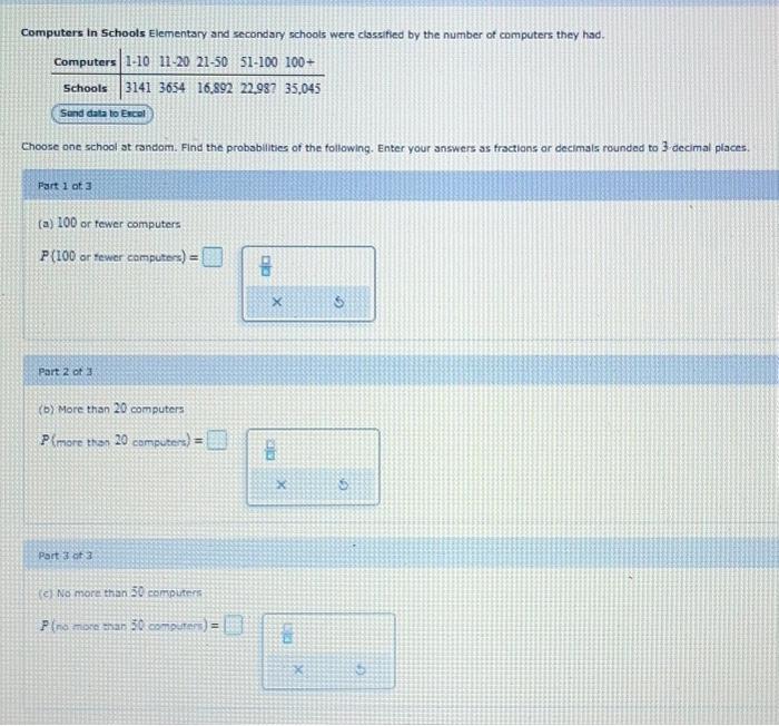 Solved Computers in Schools Elementary and secondary schools | Chegg.com