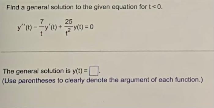 Solved Find a general solution to the given equation for | Chegg.com
