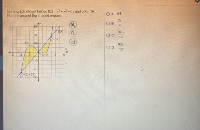 Solved In the graph shown below f(x)= x3 + x2 - 6x and g(x)= | Chegg.com