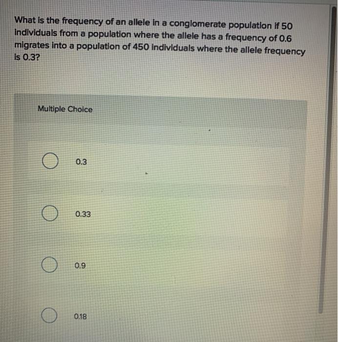 Solved What is the frequency of an allele in a conglomerate | Chegg.com
