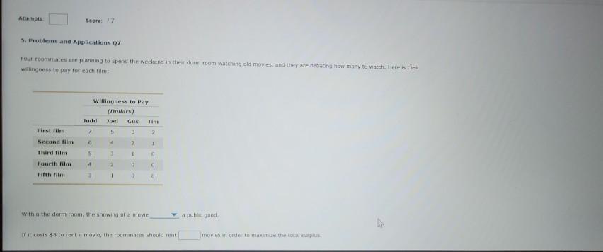 Solved Attempts Score: 17 5. Problems and Applications Oy | Chegg.com