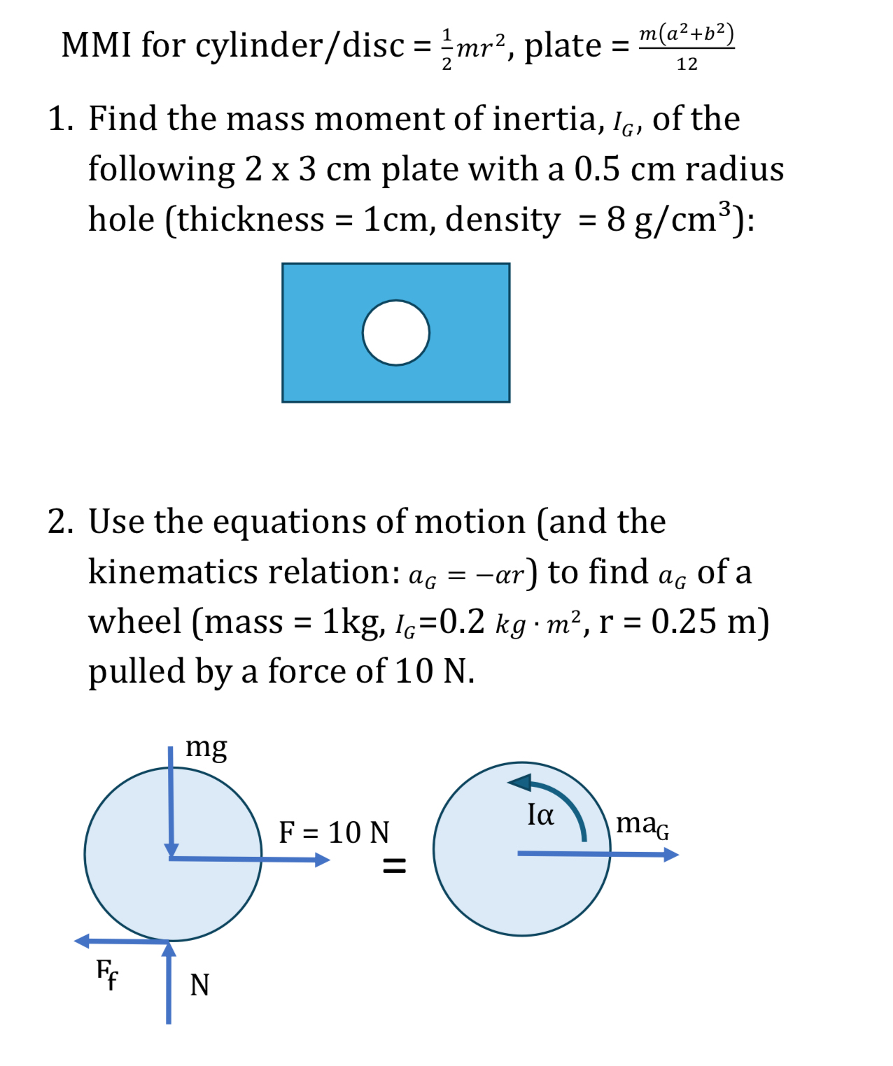 Solved MMI for cylinder ?? ﻿disc =12mr2, ﻿plate | Chegg.com