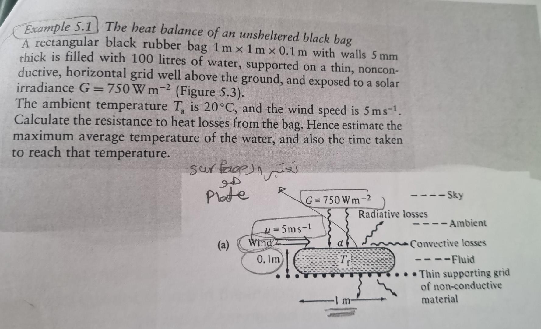Solved Example 5.1 The heat balance of an unsheltered black | Chegg.com