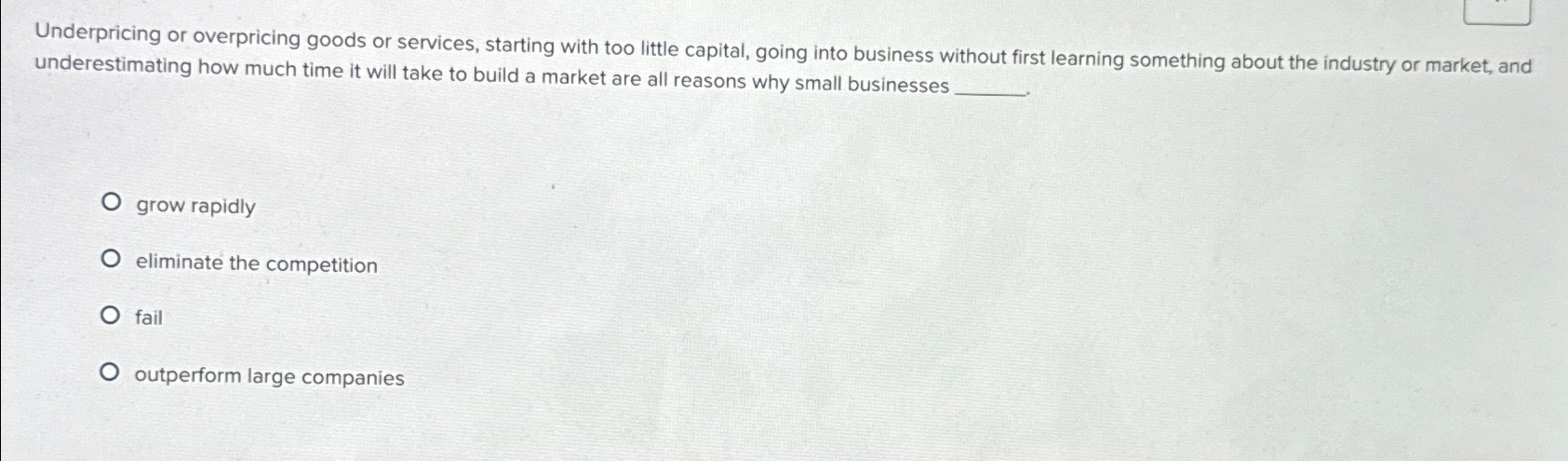 Solved Underpricing or overpricing goods or services, | Chegg.com