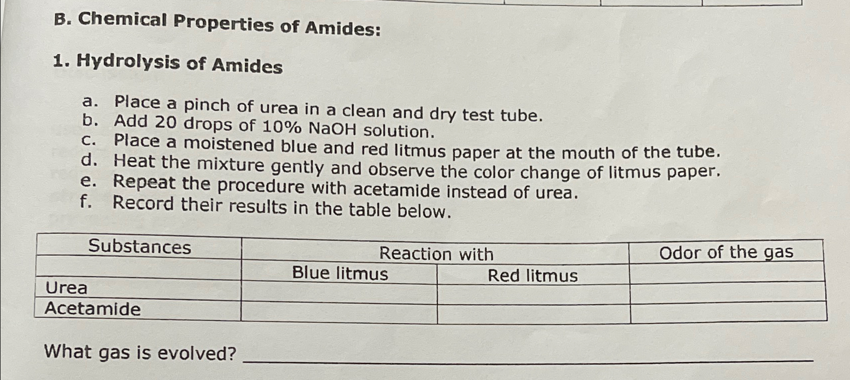 Solved B. ﻿Chemical Properties of Amides:Hydrolysis of | Chegg.com