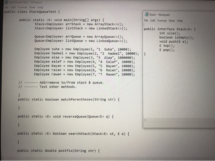 Solved Task: Using the given Stack class, in the class | Chegg.com